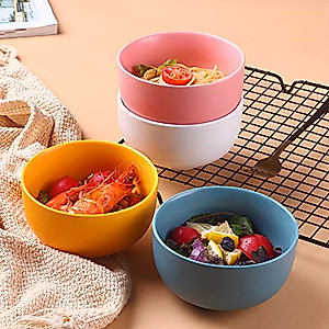 Kelendle Deep Soup Bowls Ceramic 12 Ounces Porcelain Cereal Bowls Portion Bowls for Oatmeal Chili Salad Ramen Frozen Pasta Quick Box Meals, Orange