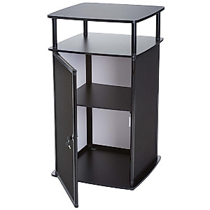 Displays2go Portable Trade Show Counter with Travel Bag, Locking Compartment - Foldable Booth Display Counter for Events - Black (LCTCNTBLK)