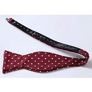 HISDERN Mens Bow Ties Red Polka Dots Self-Tie Bow Tie and Pocket Square Classic Formal Business Bowtie Tuxedo Wedding Bowties Handkerchief Set