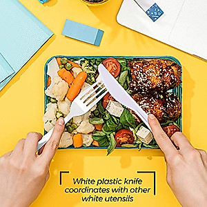 SafeWare White Plastic Knives Individually Wrapped 500 Pcs- Medium Weight - Ideal for Party, BBQ, Picnic, Home, Office, Restaurant Use.…