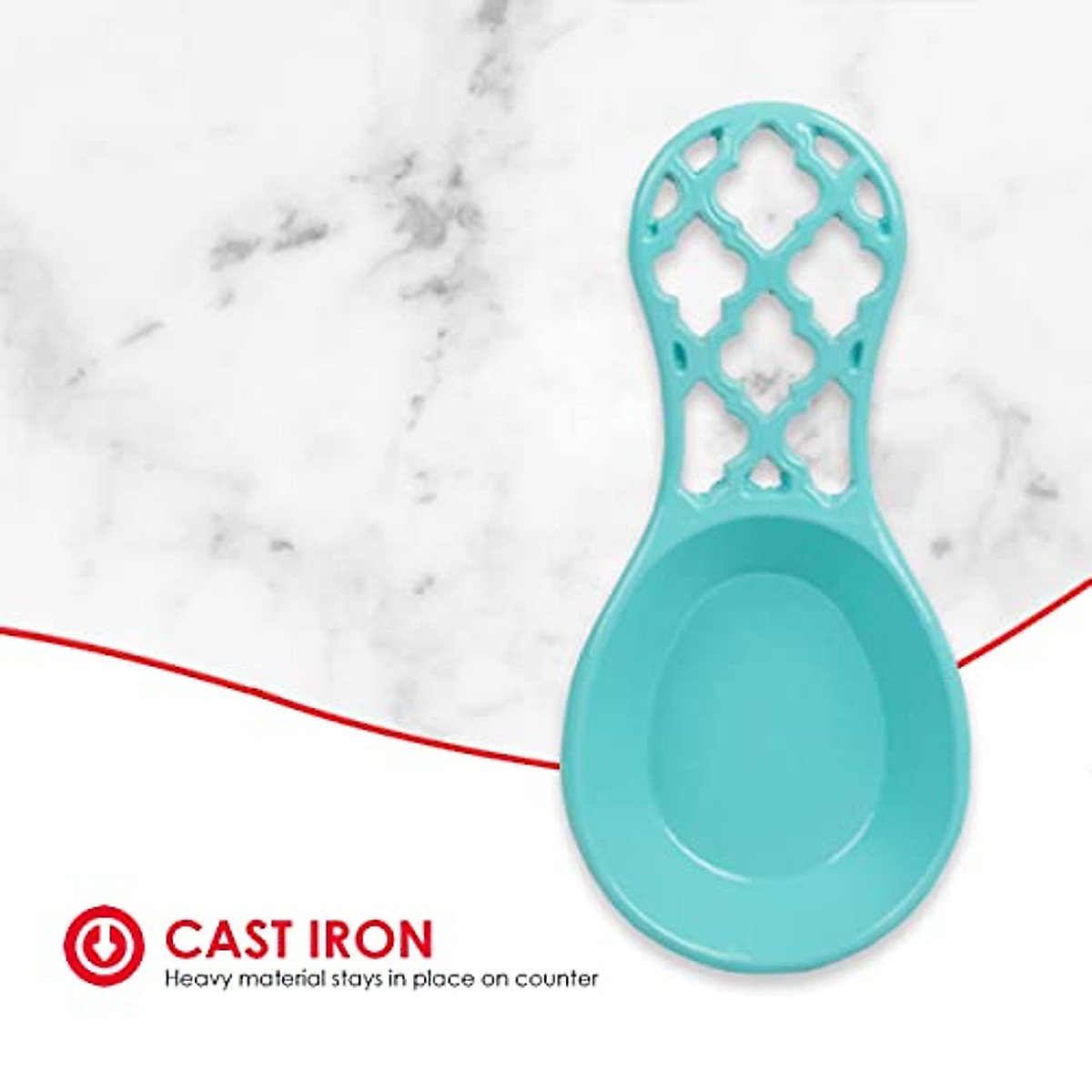 Home Basics Lattice Collection Cast Iron Spoon Rest (Turquoise)