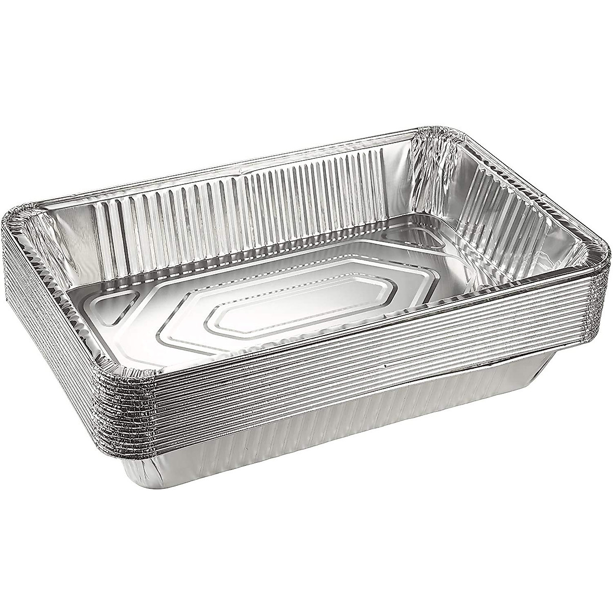 Nicole Fantini Full Size Deep Aluminum Pan With No Lids for Baking, Serving, Roasting, Broiling, Cooking - L. 20 3/4" x W. 12 4/5" x D. 3 1/5" (10)
