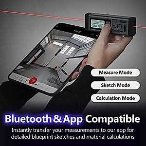 The First Bilateral Laser Measurement Tool - MAGPIE VH-80, 262ft/80m Dual Laser Distance Meter with Bluetooth App Connection, Laser Measure with 2 Bubble Levels for Fast, Precise Results
