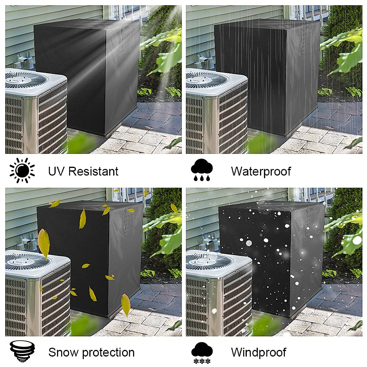 BEWAVE Air Conditioner Cover for Outside Units, Waterproof Durable Duty Outdoor Square Air Condition Covers Fits up to 24x24x30 inches