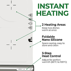 EconoHome Premium Silicone Food Warmer for Parties, Buffet, Holidays - Roll Up Electric Powered Food Warming Tray to Keep Your Food Warm - 3 Heat Levels, Large Surface Area