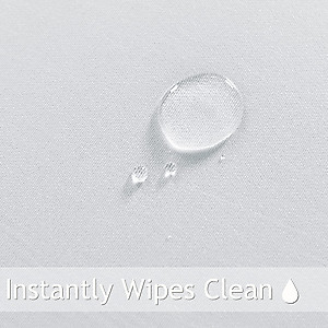 Obstal Fitted Round Table Cloth, Reversible Waterproof Stain Resistant Elastic Stretch Tablecloth, Wipe Clean Table Cover for Outdoor/Indoor Use, Fits Round Tables up to 40" - 44" Diameter, White