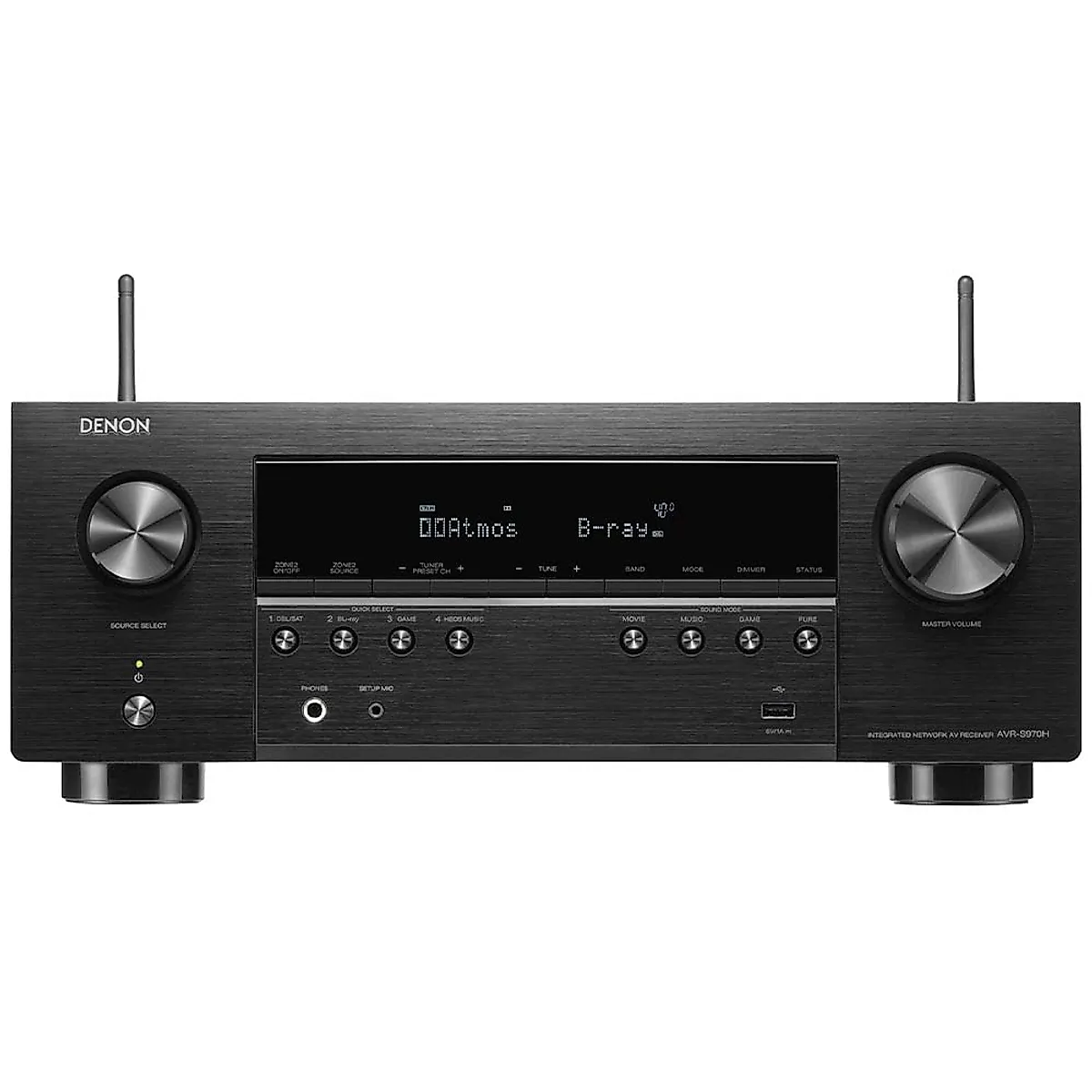 Denon AVR-S970H 8K Ultra HD 7.2 Channel (90Watt X 7) AV Receiver 2022 Model - Built for Gaming, Music Streaming, 3D Audio & Video, Alexa + HEOS, Black (Renewed)