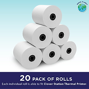 Thermal Paper for Clover POS (Clover Station Thermal Printer) by Paper Planet | Credit Card Receipt Paper Rolls for Clover C500 C501 C503 C100 P100 | 20 Rolls