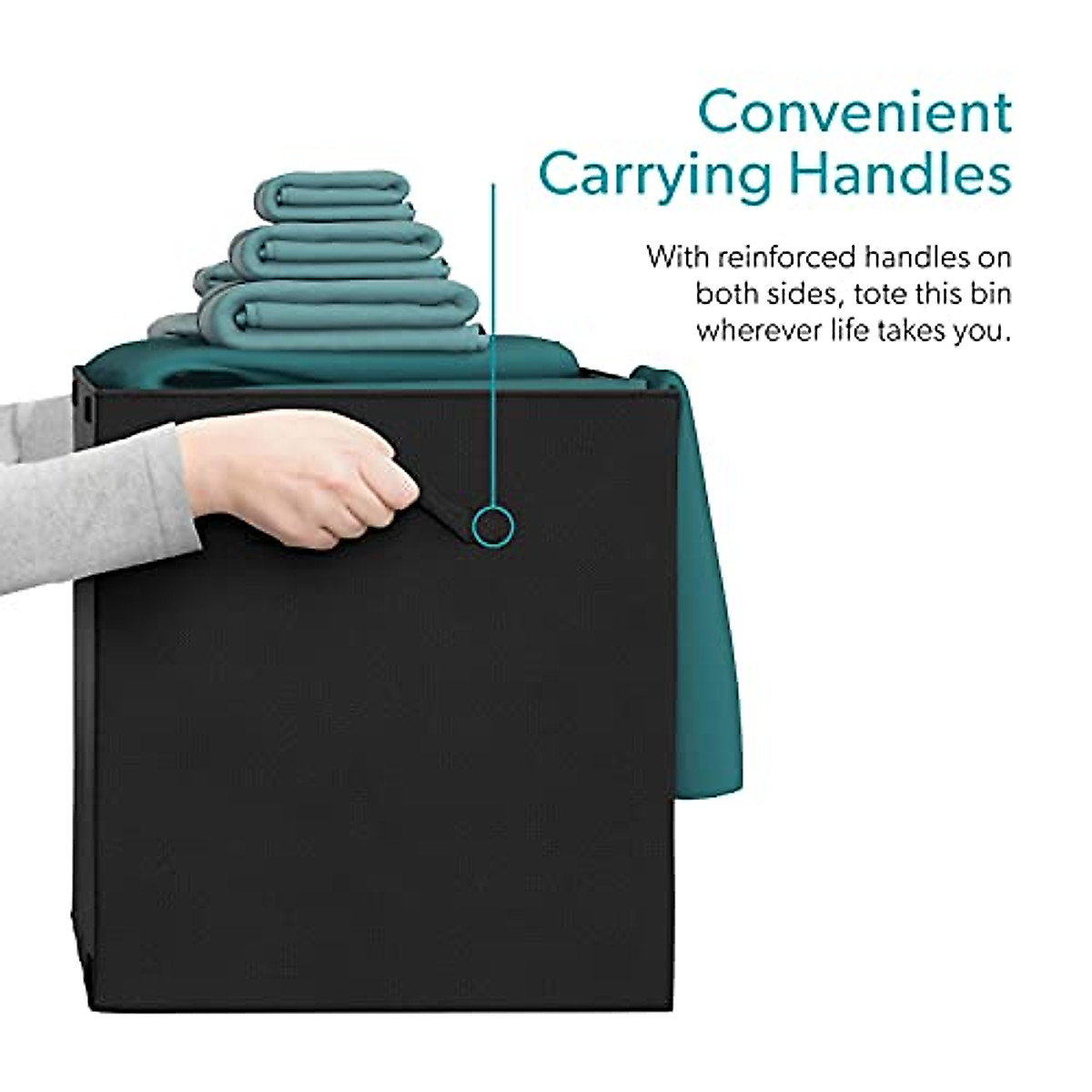 Mindspace Toy Chest with Lid, Toy Boxes for Kids, Childrens Toy Boxes and Storage - Tiny Toy Box for Girls | Foldable Toy Bin for Playroom, Living Room, Nursery, Bedroom, Closet, Laundry - Blanket and Pillow Bin | The Oxford Collection, Black