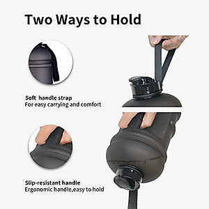 TOOFEEL 2 Liter Water Bottles - Half Gallon Water Bottle BPA Free - Ideal for Gym, Big Water Jug, Reusable Sports Bottle with Measurements Marked Drink Container - 2.2L 74oz Black Half Gallon Bottle