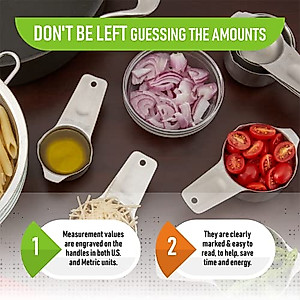 Spring Chef - Stainless Steel Measuring Cups, Kitchen Tools with Easy to Read Markings for Measuring Dry or Liquid Ingredients, Set of 7