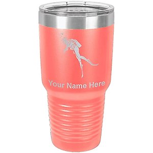LaserGram 30oz Vacuum Insulated Tumbler Mug, Scuba Diver, Personalized Engraving Included (Coral)