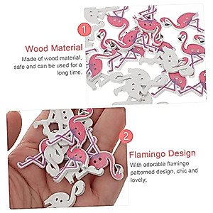 EXCEART 50pcs Wood Buttons Wooden Decor Scrapbook Embellishments Flamingo Flatback Cartoon Buttons DIY Scrapbook Button Wood Animal Buttons Wooden Buttons Decorate Pink Bamboo Shoe