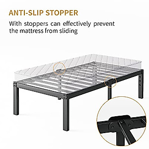 Gdduck 18 Inch Twin Bed Frame Metal Platform Bed Frame with Storage，Sturdy Steel Frame No Box Spring Needed,Black Frame Heavy Duty Noise-Free,Easy Assembly，Support up to 2500lbs
