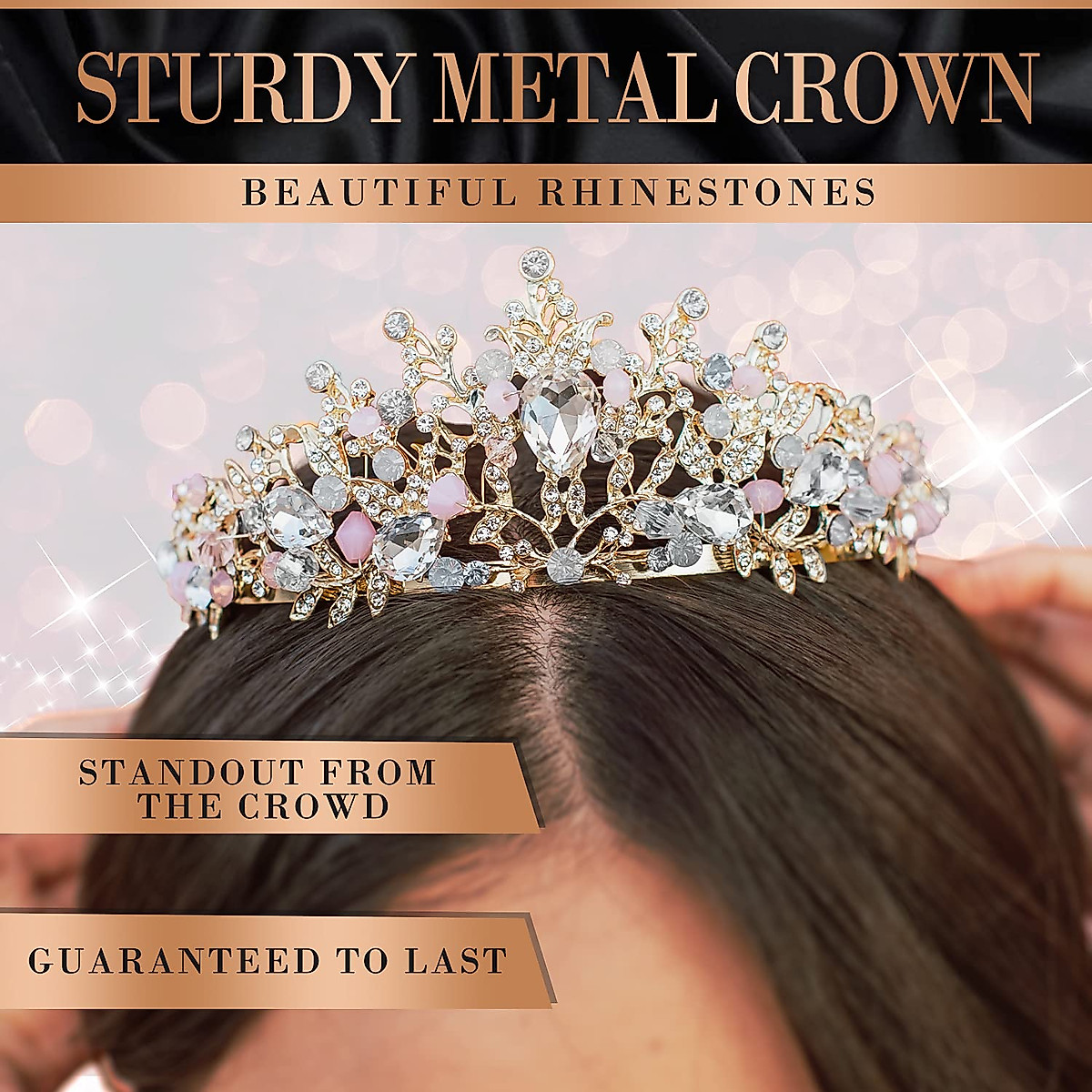 Zipoka Birthday Queen Birthday Sash for Women - Premium Rhinestone Birthday Tiara Crown & Earring Kit - Rose Gold Birthday Crowns for Women - Girls Pink Happy Birthday Sash and Tiara for Women