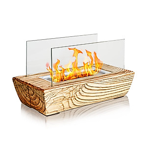 Bluu Easter Decorations for The Home Tabletop Fire Pit Portable Indoor Fireplace, Personal Mini Bio Ethanol Faux Wood Fire Bowl Heater for Outdoor Use
