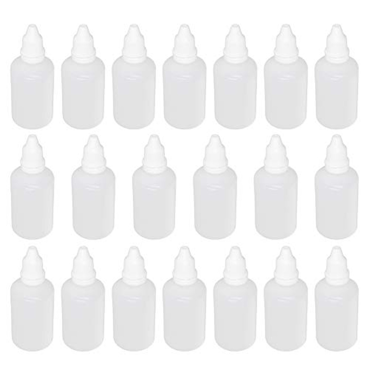 Othmro 1.7oz PE Lab Eye Plastic Dropper Bottles 20pcs, 50ml Squeezable Eye Liquid Dropper Thin Mouth Via of Liquid Sample Seal Storage Bottle with Childproof White Cap