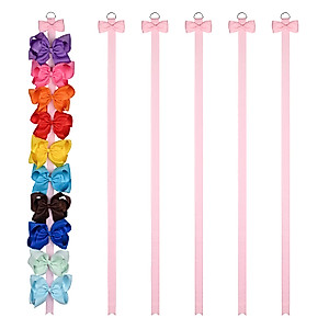 DEEKA 6 PCS 40" Long Bow Holders for Girls Clip Hair Bows Organizer - Pink