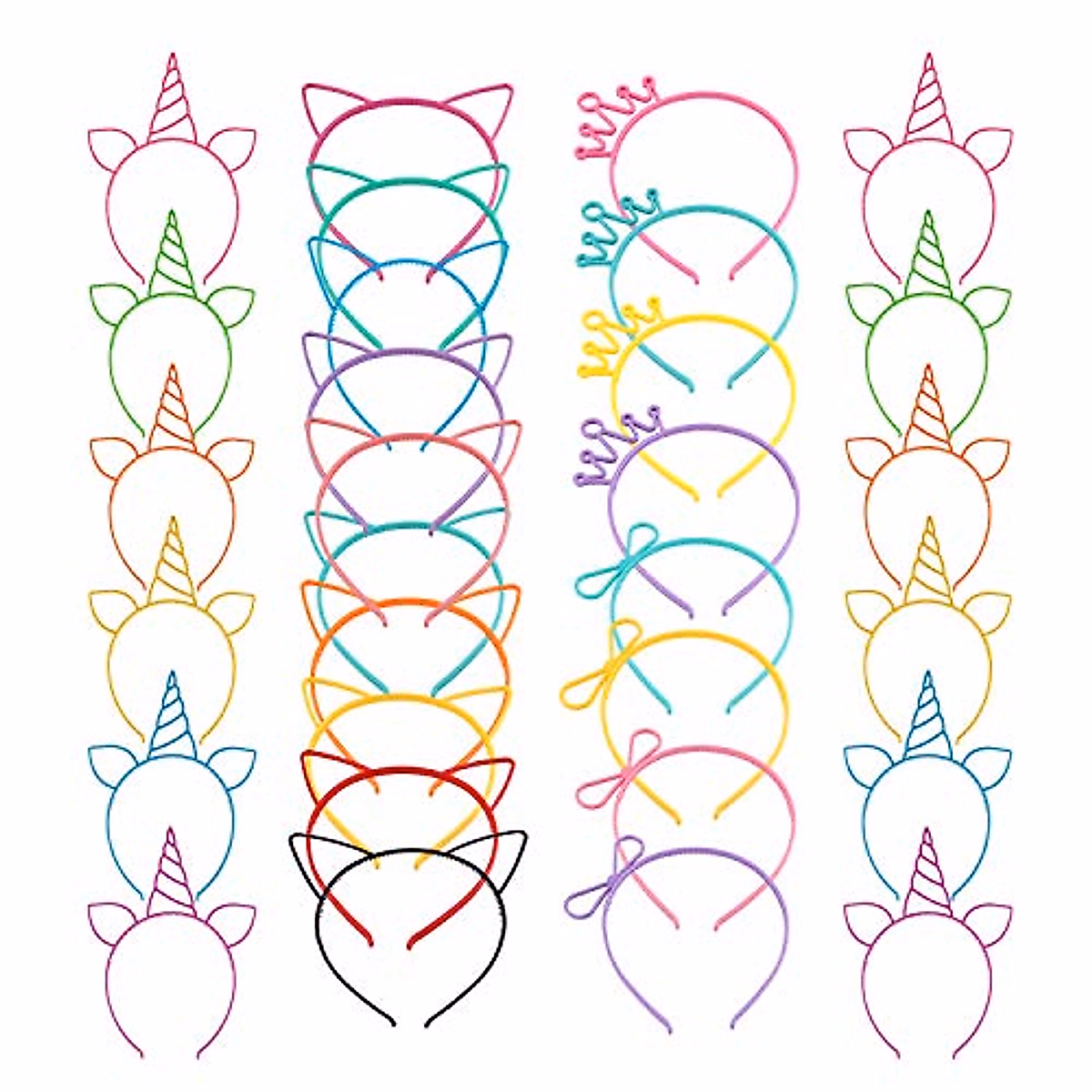 Lawie 30 Pack Plastic Cat Ears Headband Headbands Crown Hair Hoop Tiara Hairband Birthday Halloween Christmas Party Accessories