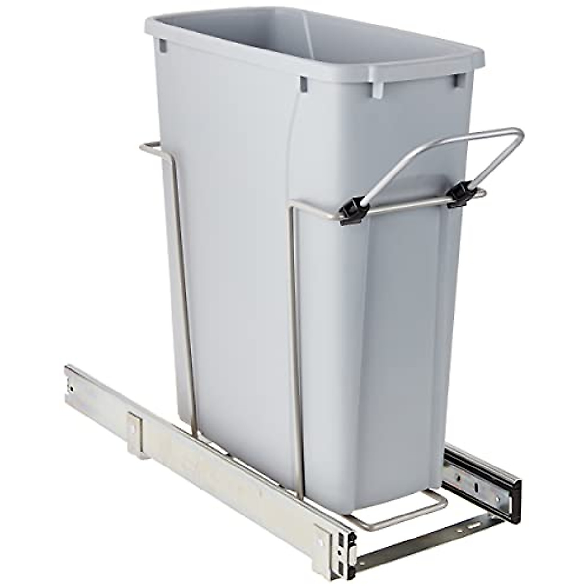 Knape & Vogt RS-PSW9-1-20-P 17 in. H x 8 in. W x D Steel in-Cabinet 20 Qt. Single Platinum Pull Out Trash Can