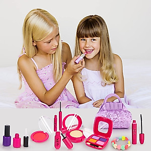 Pretend Makeup for Toddlers - BTEC Fake Makeup Set for Kids,Play Makeup Kit for Little Girls Age 2 3 4 5 6,Kids Makeup Kit for Girl with Princess Purse (24 Pack)