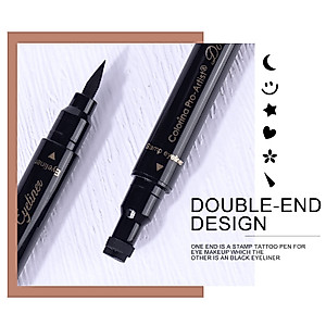 Ownest 6 Pcs Liquid Eyeliner Set,Double-Side Waterproof Smudge-proof Eyeliner Stamp Pen Eyeliner Tattoo Tool Makeup-Smiley, Triangle,Heart,Star,Moon,Flower