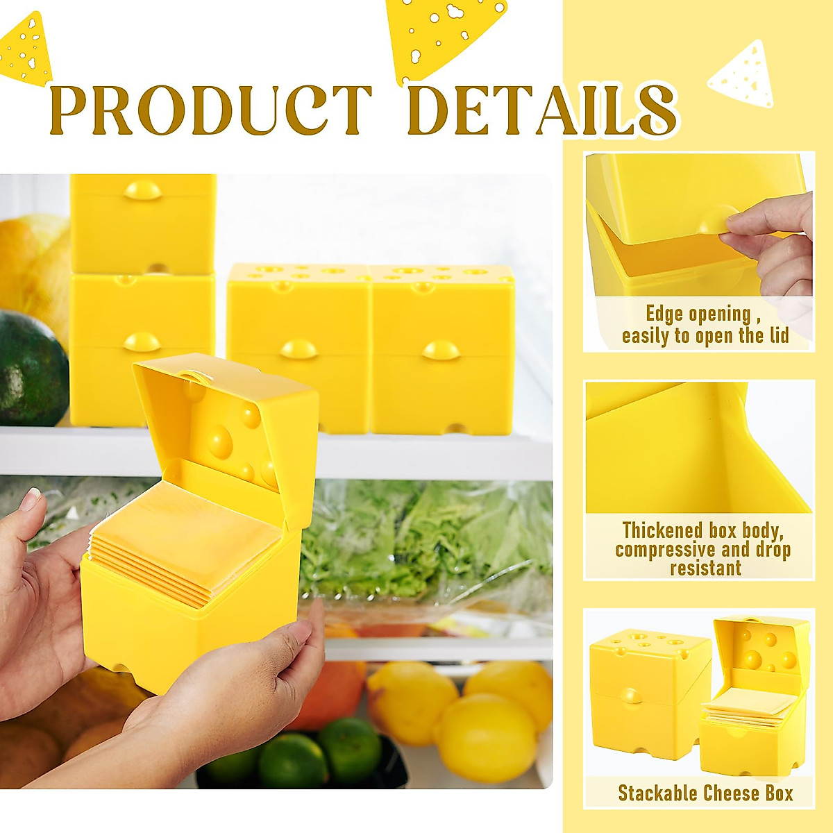 Uiifan 2 Pcs Sliced Cheese Storage Container with Flip Lid Cow Cheese Slice Crisper Butter Storage for Refrigerator Cheese Slice Holder with Lids Plastic Cheese Box for Fridge Airtight Food