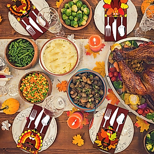 Fall Thanksgiving Cutlery Holder Set, 24 Pcs Thanksgiving Turkey Utensil Decor, Fall Harvest Dinner Table Decoration Family Gathering Party Supplies