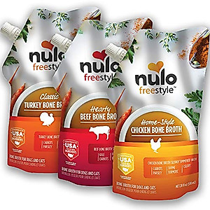 Nulo Freestyle Bone Broth, Premium Food Topper for Cats and Dogs, with Collagen and Chondroitin Sulfate to Help Boost The Quality of Your Pet’s Coat and Skin, 20 Fl Oz (Pack of 3)