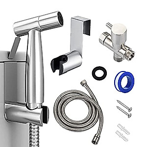FANCUF Handheld Toilet Bidet Sprayer Set Kit Stainless Steel Hand Faucet for Bathroom Shower Self Cleaning, lingsad-0236