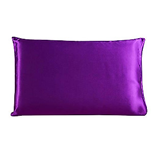 uxcell 100% Charmeuse Pure Silk Pillowcase Pillow Case Cover for Hair & Skin 350TC 19 Momme (1-Piece) Purple Travel(14x20inch)