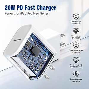 EzonEZoff 2Pack 20W Fast Charger Charging with 10ft Type C to C Cable Compatible for IPhone 15/Pro Max/iPad Pro 12.9/11 inch 22/21/20/18,iPad Air 5th