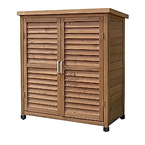 Storage Lockers Outdoor Garden Tool Cabinet, Outdoor Shoe Storage Cabinet Storage Cabinet, Rainproof Solid Wood Patio Balcony Storage Box (Color : brown, Size : 870 * 470 * 970mm)