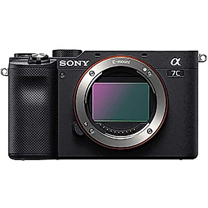 Sony Alpha a7C Compact Mirrorless Camera Bundle with Extra Battery, USB Dual Charger, 2X 64GB SDXC Memory Card, Water Resistant Gadget Bag, Monopod + More