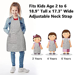 TeddSnow Daily Kids Apron, Toddler Cotton Adjustable Bib Chef Apron with Pocket, For Children Age 2 to 5 years, Boys Girls