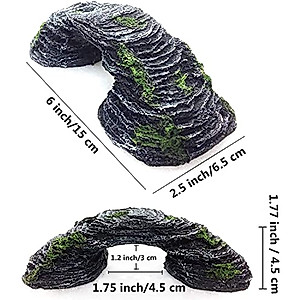 DOHAOOE Reptile Tank Accessories Habitat Water Dish Tree Trunk and Artificial Arched Rock Bridge for Bearded Dragon Leopard Gecko Lizard Snake Chameleon Hermit Crab Ball Python Water Frog Turtle