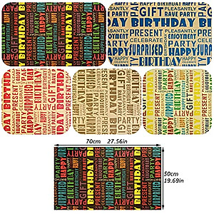 Larcenciel Birthday Wrapping Paper, Kraft Gift Wrapping Paper, Brown Recycled Wrapping Paper, Blue and Red Happy Birthday Design, Gift Wraps for Birthday, Baby Shower, DIY Craft,5 Sheets 27.5x19.6inch