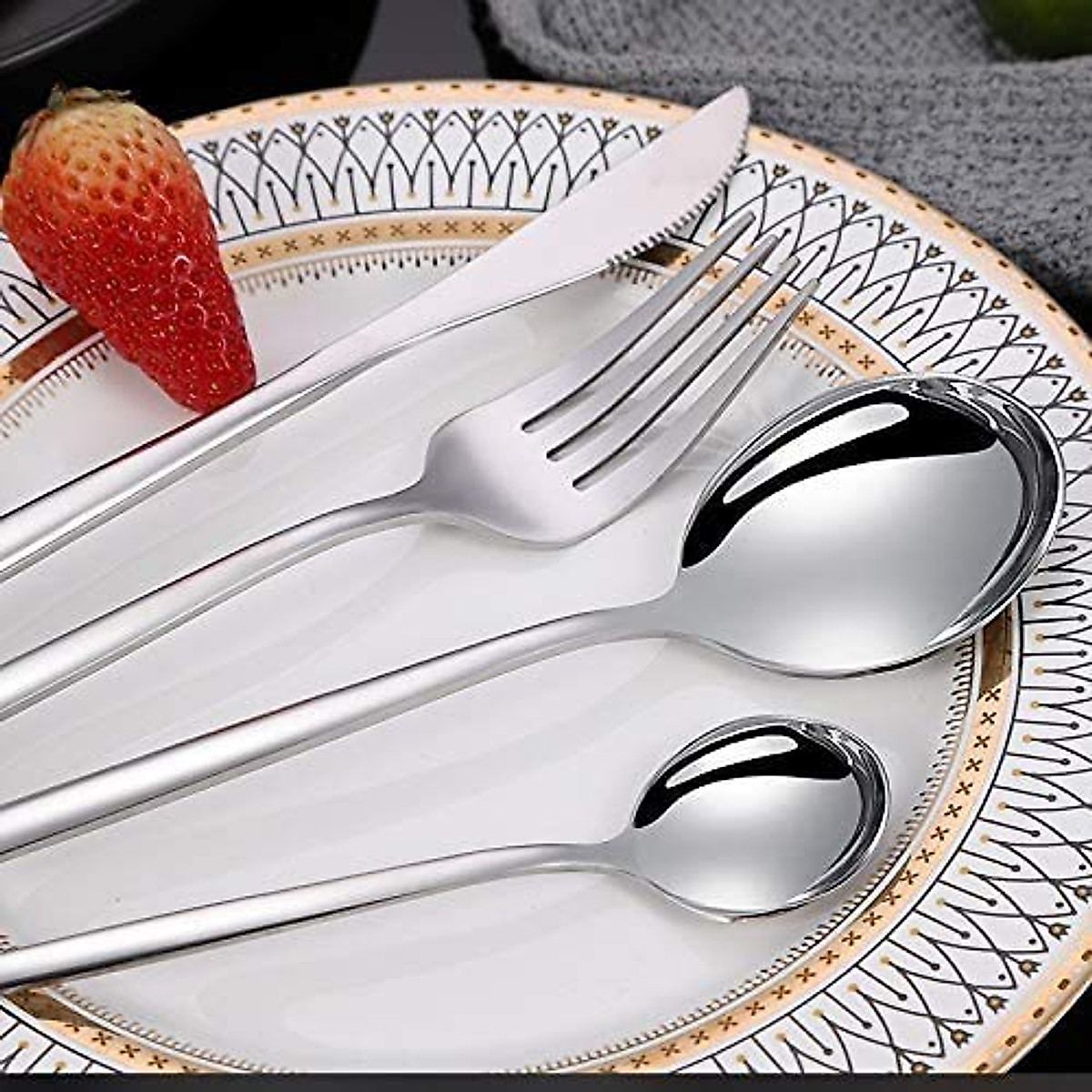 Silver 24 Silverware set for 6 people, gift sets with Premium box and Gift Letter, Stainless Steel Cutlery set, Housewarming Gift, flatware set with Knife/Fork/Spoon/Teaspoon
