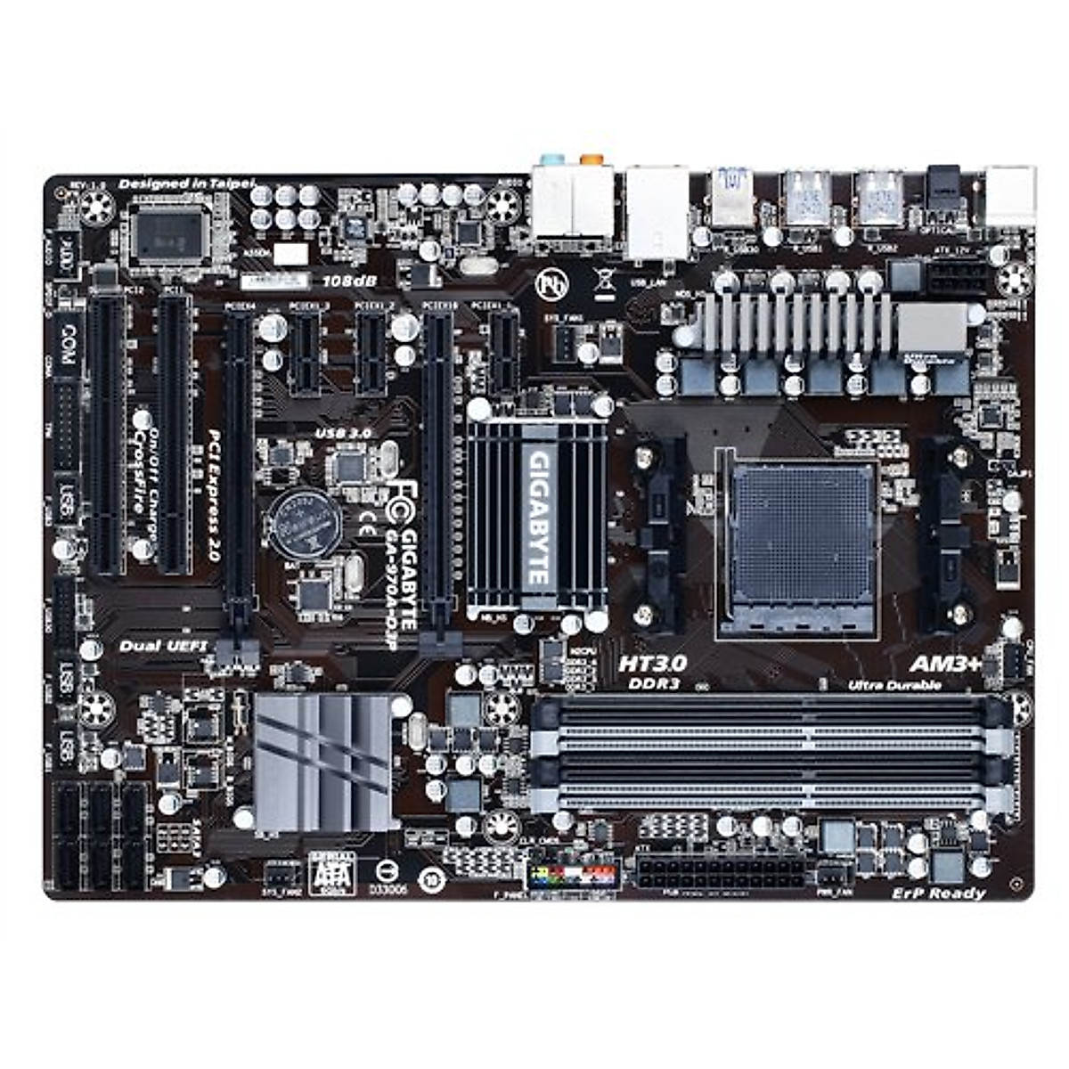 Gigabyte ATX Socket AM3+ AMD 970 Chipset 2000MHz DDR3 SATA III 6Gbps Ready AMD 9 Series FX Motherboards GA-970A-D3P