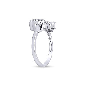 AFFY Round Shape White Cubic Zirconia Dog Pawprint Ring in 14k White Gold Over Sterling Silver (0.4 cttw) Ring Size-5.5