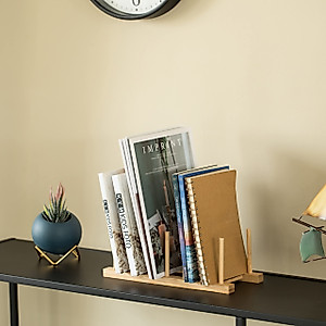 Basicwise Set of 2 Bamboo Wooden Dish Drainer Rack, Plate Rack, and Drying Drainer (6 Grid)