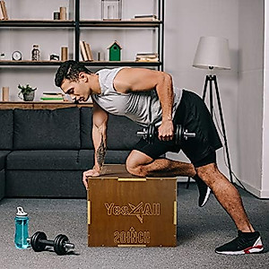 Yes4All 3 in 1 Wooden Plyo Box, Plyometric Box for Home Gym and Outdoor Workouts - Espresso - 16 x 14 x 12