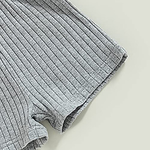 Mubineo Toddler Baby Girl Summer Basic Plain Sleeveless Halter Romper Jumpsuit Overalls Clothes (Grey, 3 Years)