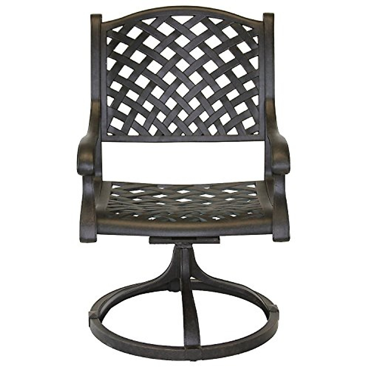 Nassau Outdoor Patio 4 Swivel Rocker Dining Chairs Dark Bronze Cast Aluminum, Walnut Cushions