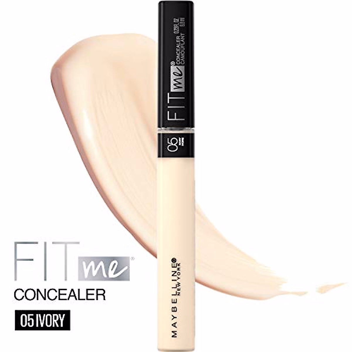 Maybelline Fit Me Liquid Concealer Makeup, Natural Coverage, Oil-free, Ivory, 1 Count