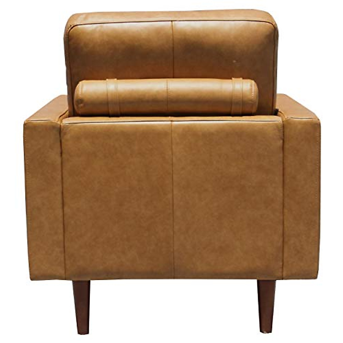 Amazon Brand – Rivet Cove Mid-Century Modern Tufted Leather Accent Chair, 32.7"W, Caramel