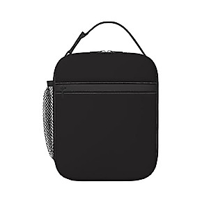 MDMEI Black Lunch Box Insulated Tote Lunch Bag for Adult Women Men Teen Boys Kids, Reusable Durable Freezable Thermal Cooler Bag for School Work Hiking Travel Picnic