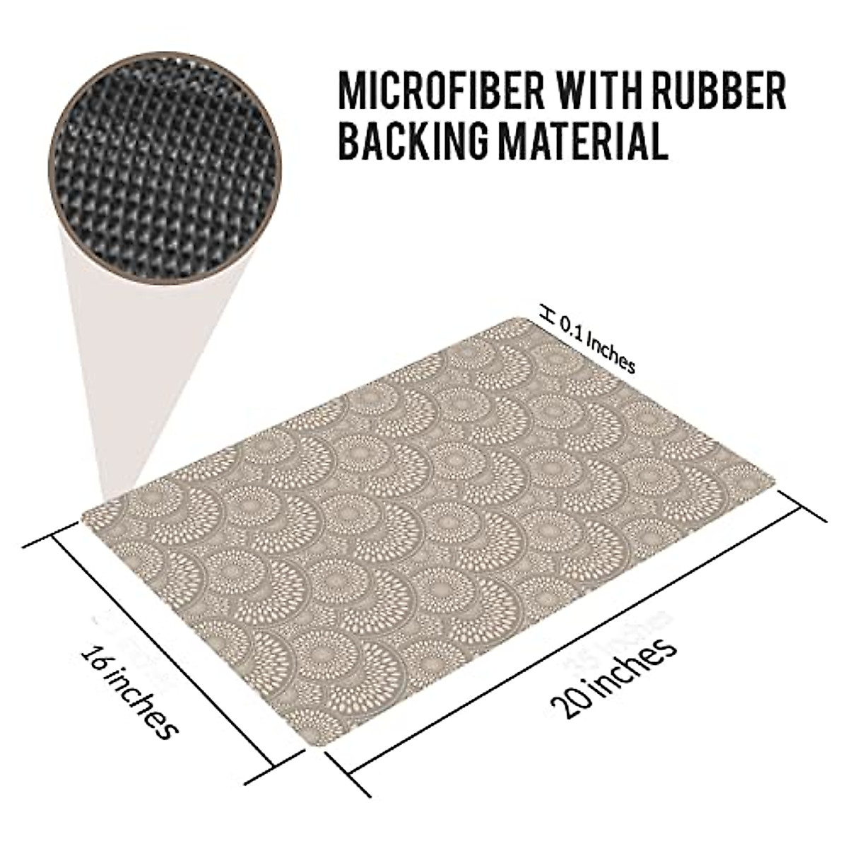 Shape28 Small Area Rug Mat Ultra-Thin Kitchen Rug Entrance Mat with Non Slip Rubber Backing Szie 20 inches x 16 inches Color Latte Design 1S