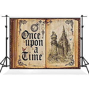 KIKIDOR Fairy Tale Book Backdrop Once Upon A Time Old Castle Royal Family Princess Romantic Storybook Photography Background Wedding Bride Shower Party Decor Portrait Photo Booth Props 10x7ft ZYKI0218