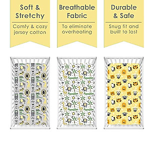 GROW WILD Crib Sheets for Boys | Baby Crib Sheets (3 Pack), Safari Crib Mattress Sheet or Toddler Bed Sheet, Elephant Baby Sheet
